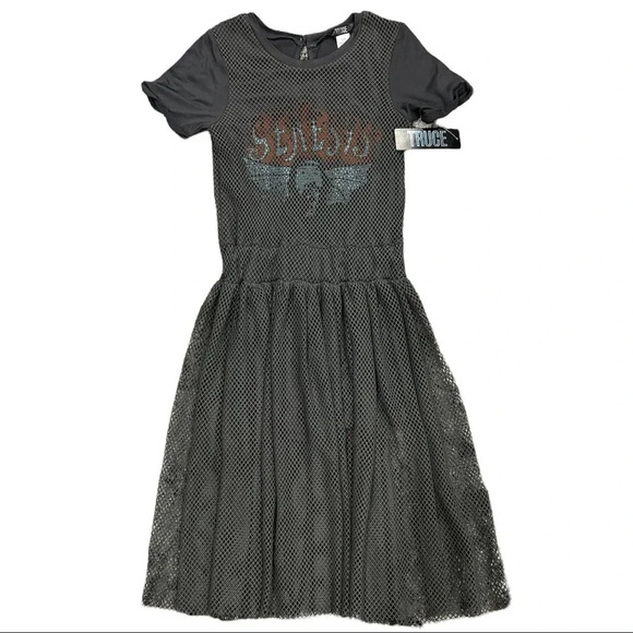 TRUCE | Bottoms | Truce Girls Gray Oversize Mesh Overlay Romper S M L ...